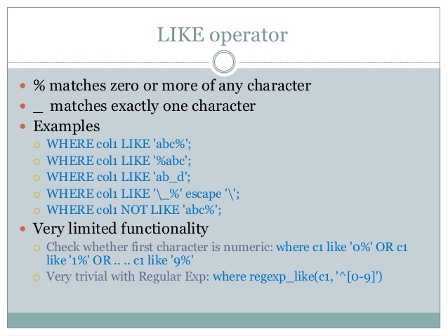 SQL - Оператор LIKE | SQL - Оператор LIKE