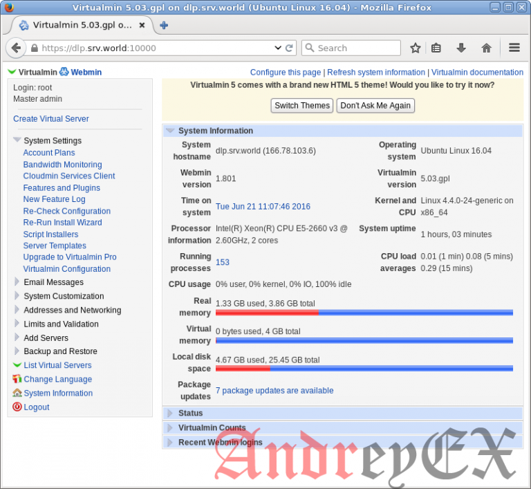 Как установить Virtualmin на VPS Linux